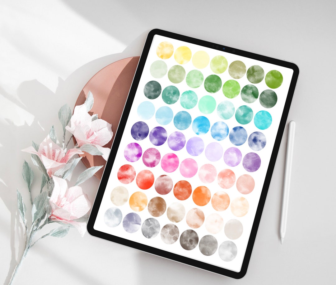 Watercolor Circle Stickers, Printable Stickers Circle, Planner Stickers ...
