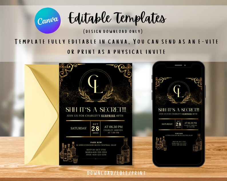 Surprise Birthday Party Invitation, Editable 21st, 25th, 30th, 40th ...