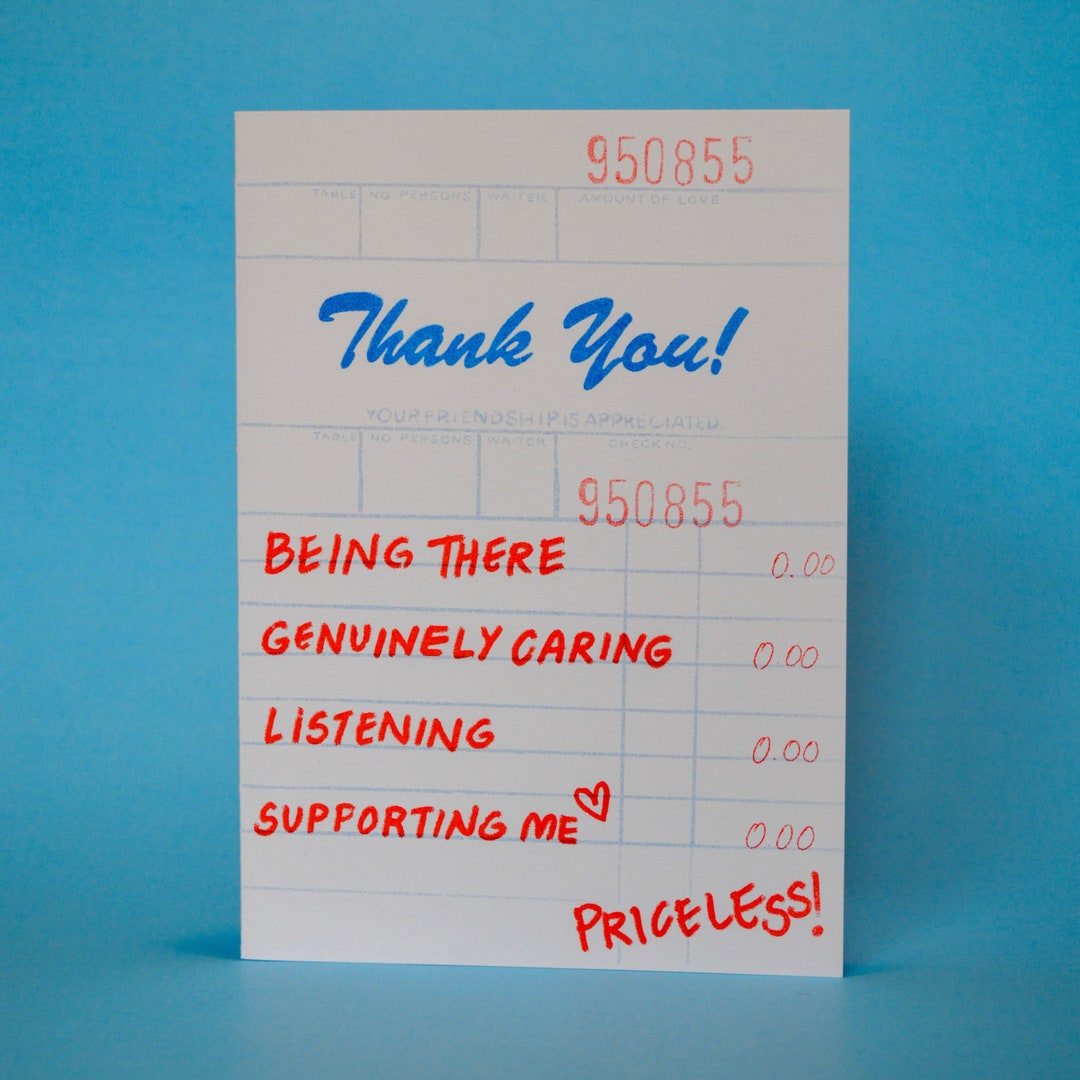 Thank You Diner Receipt Risograph Greeting Card - Etsy