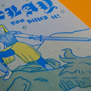 Congrats Slay Knight Dragon Risograph Greeting Card - Etsy