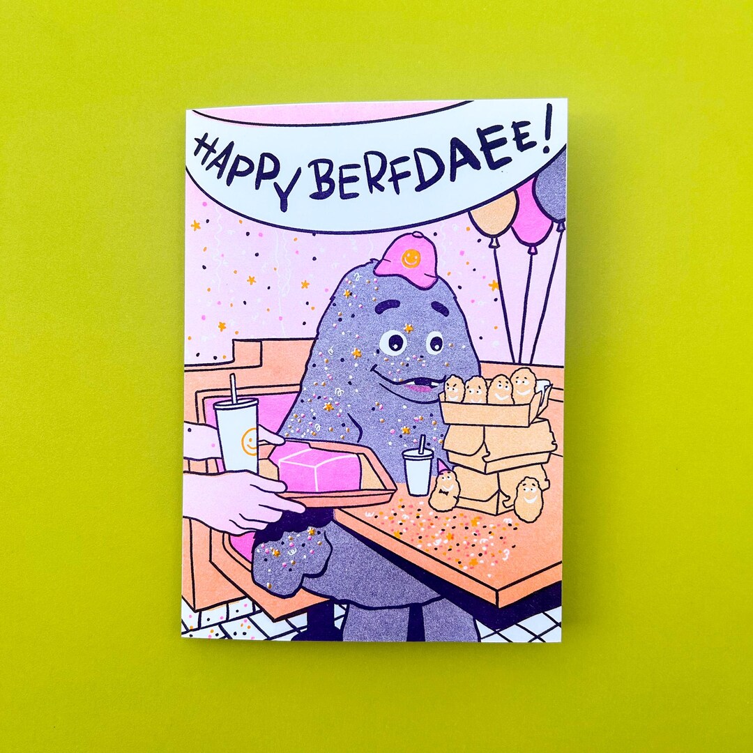 Happy Birthday Silly Celebration Risograph Greeting Card - Etsy