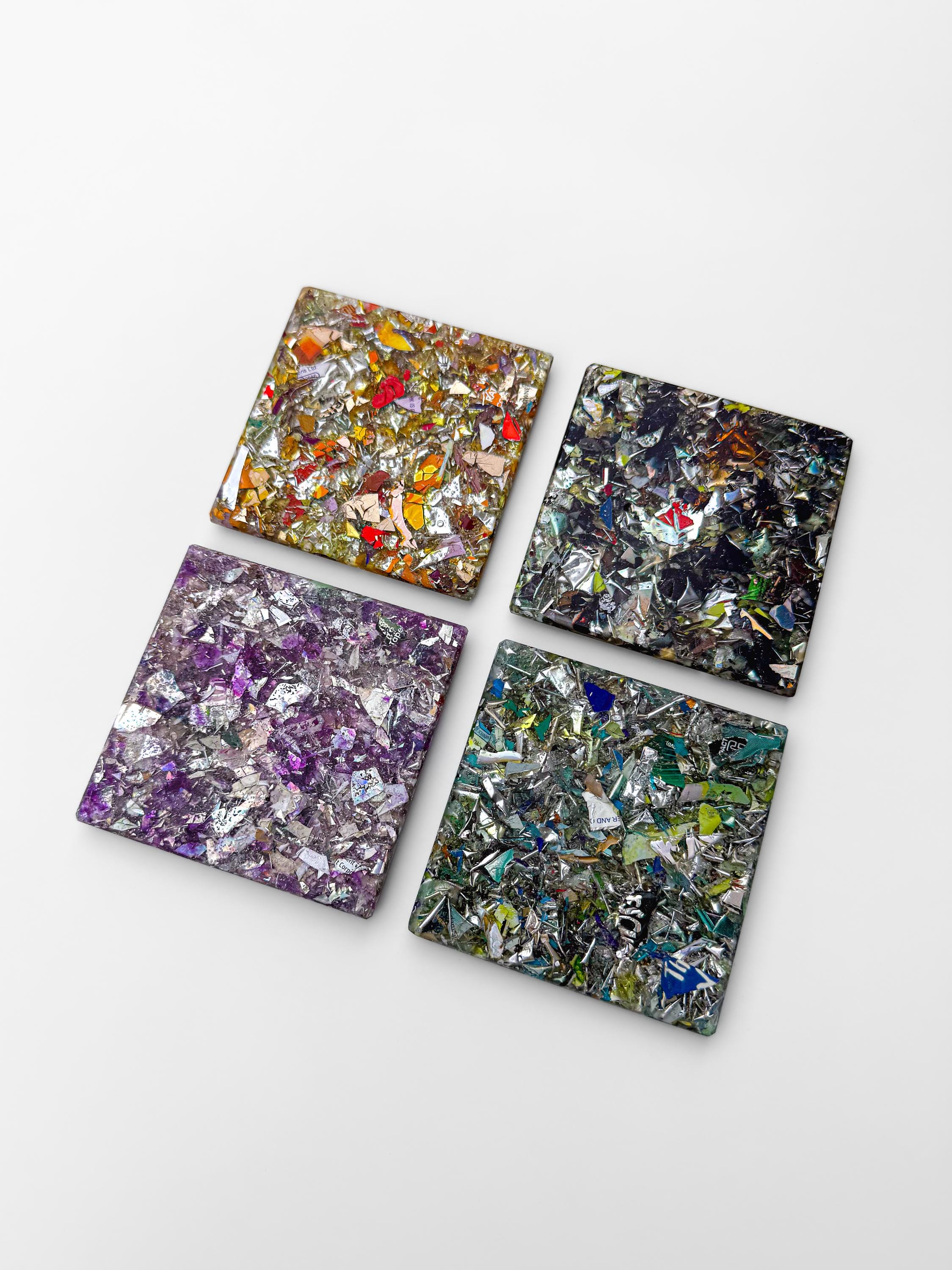 Recycled CD Coaster Set - Handmade Drink Coasters - Sets of 2, 4, 6, 8 ...