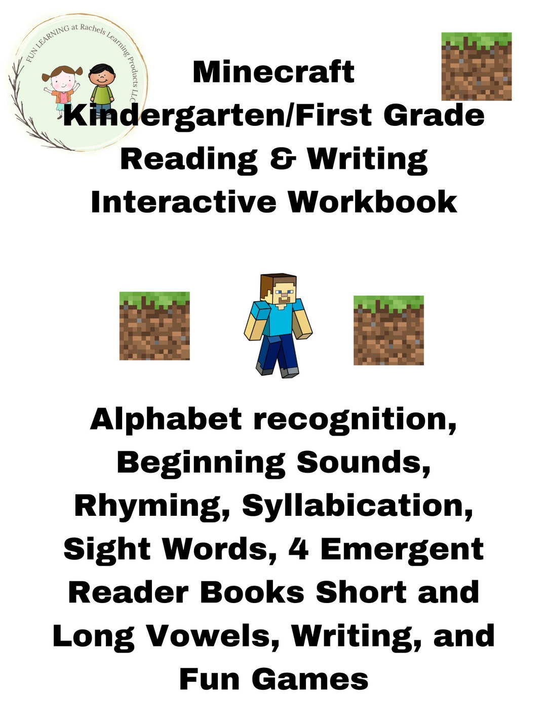 Minecraft Reading and Writing Interactive Workbook (kindergarten & First Grade) - Etsy