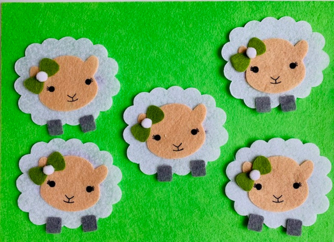 Five White and Fluffy Sheep Felt Set and Song - Etsy