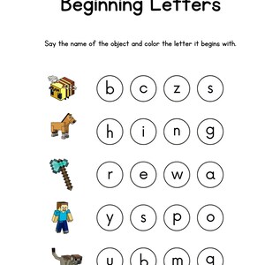 Minecraft Reading and Writing Interactive Workbook kindergarten & First ...