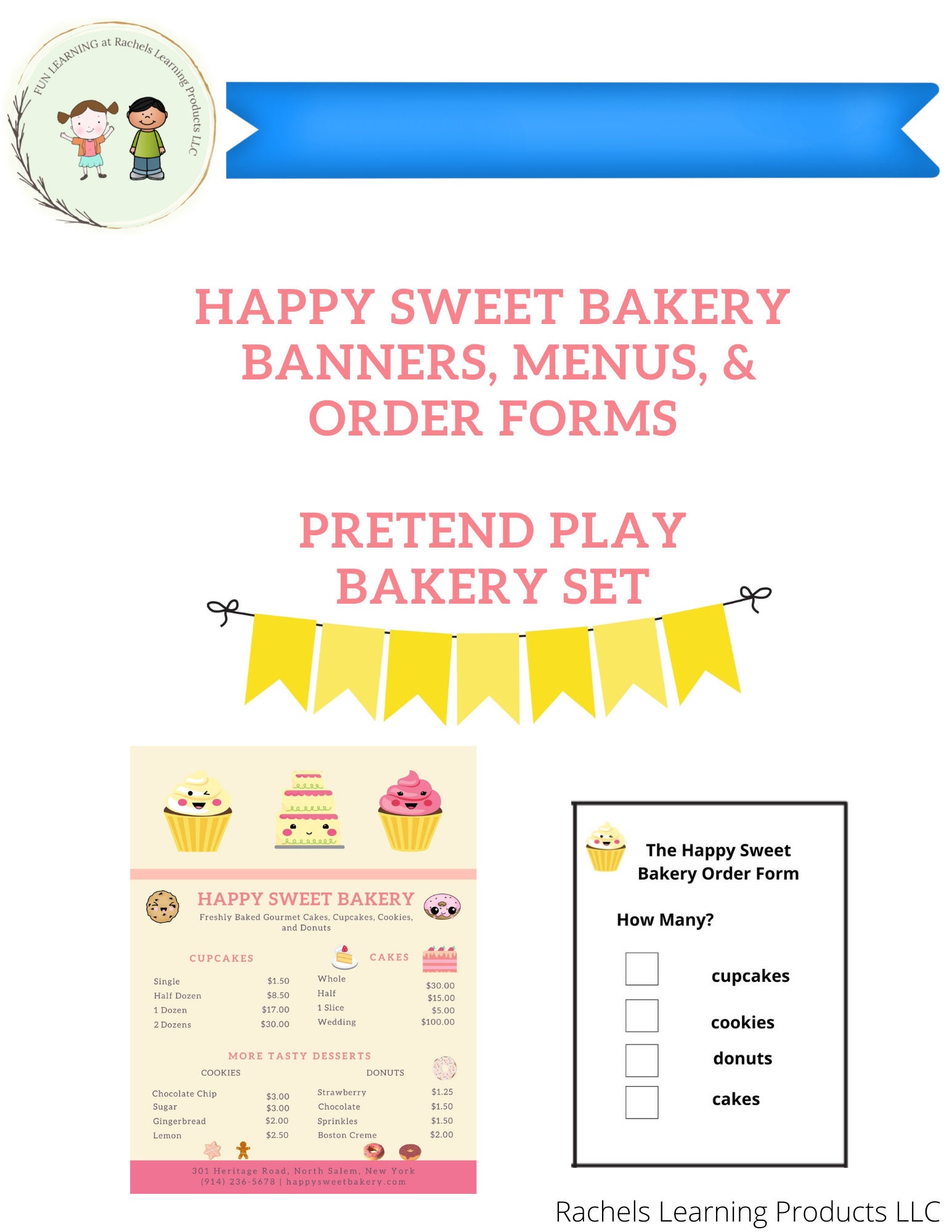 Happy Sweet Bakery Menus for Your Pretend Bakery - Etsy