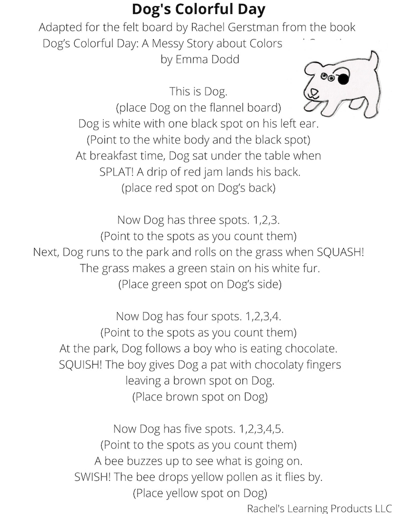 The Dog’s Colorful Day Felt Set and Song - Etsy