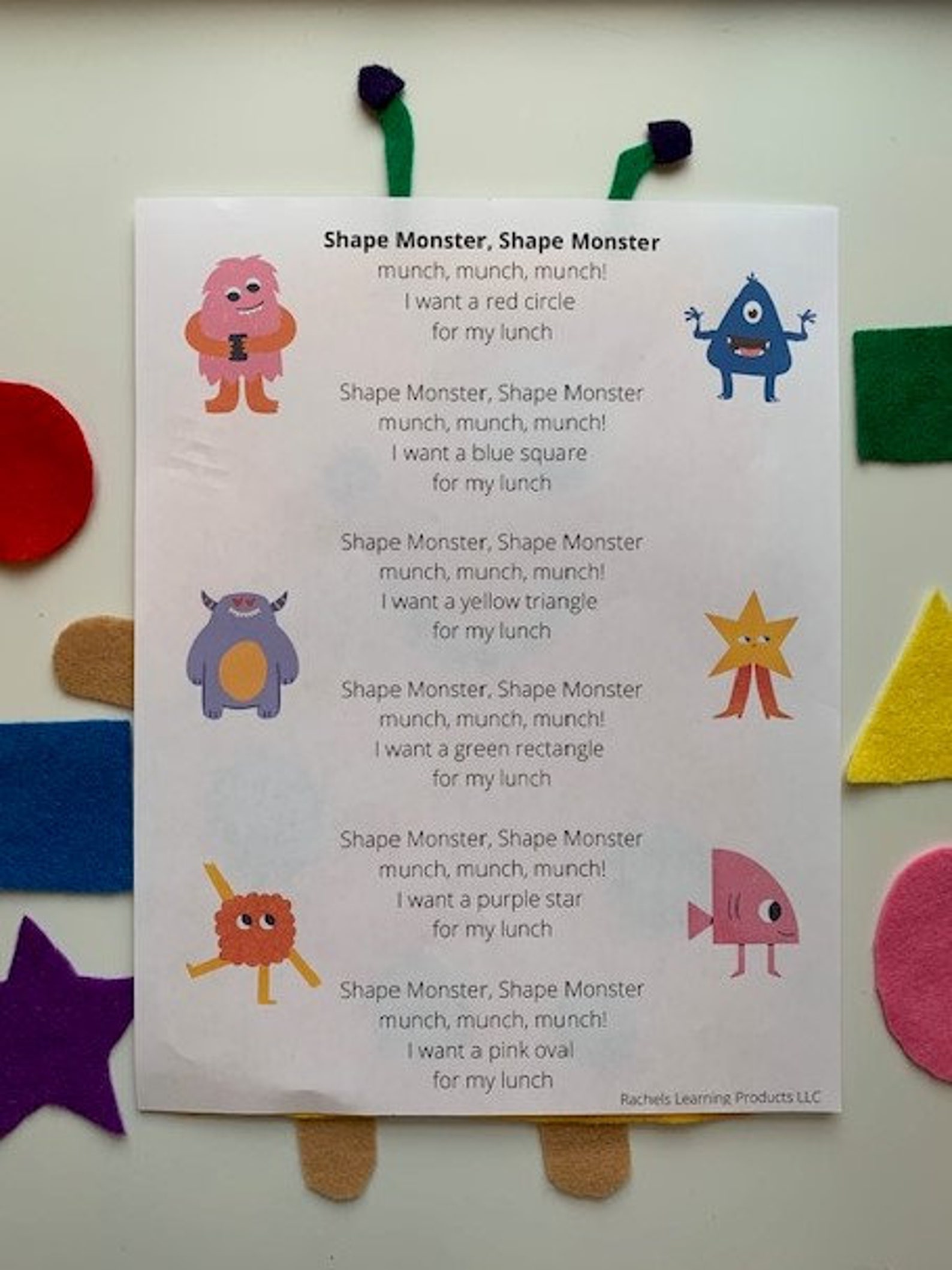 Shape Monster Felt Set and Song - Etsy