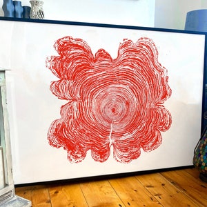 Western Red Cedar, Tree Ring Print, Terracotta, Tree Ring Prints, Large ...
