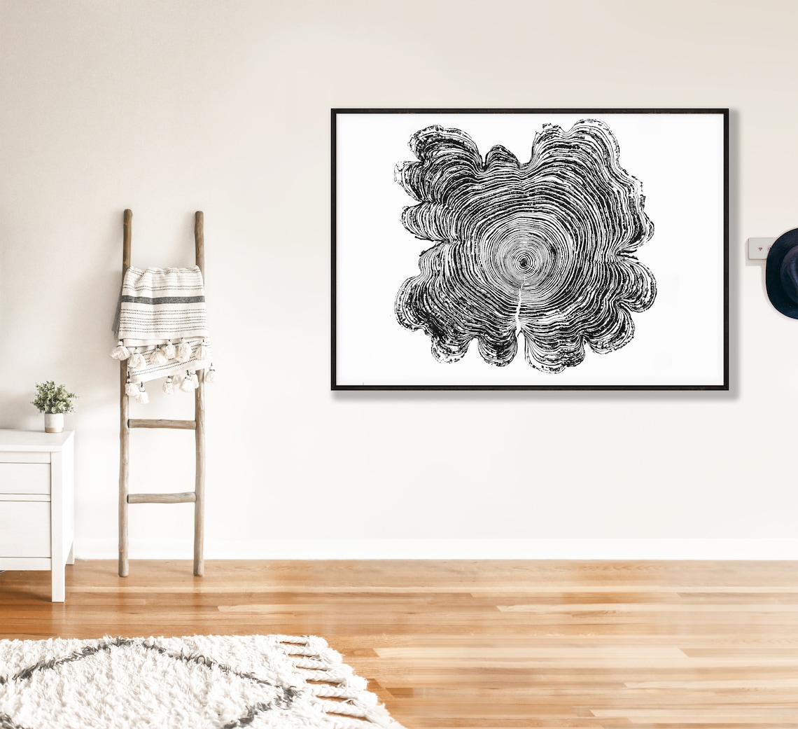 Western Red Cedar Tree Ring Print Black and White Tree Ring - Etsy