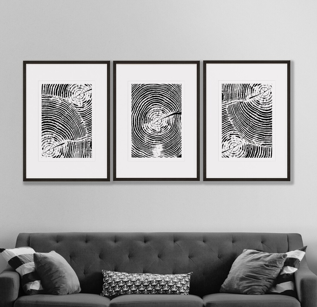 Tree Ring Print Set: English Larch Wood Poster, Black & White Art - Etsy