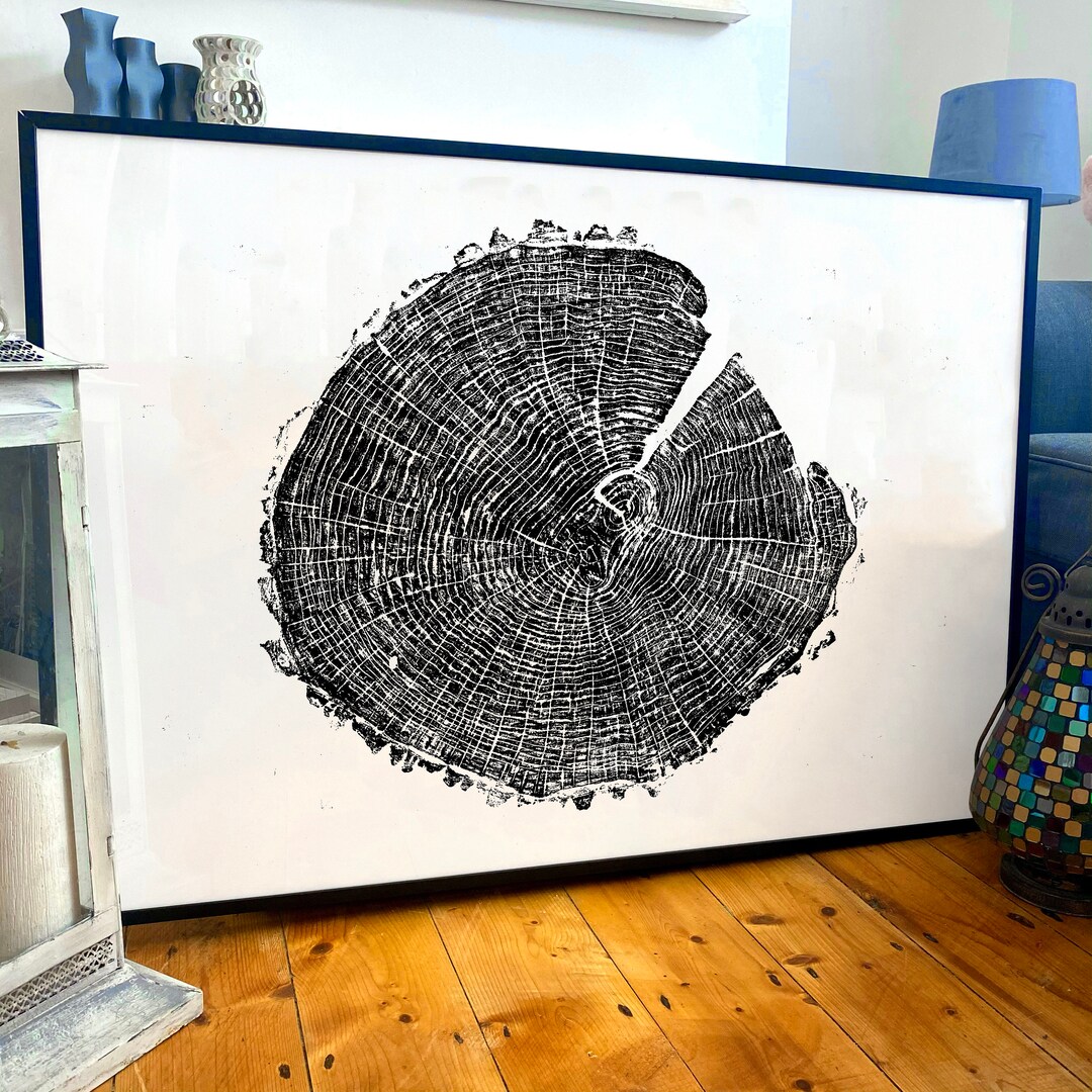Willow Tree, Tree Ring Print, Black and White Tree Ring Print, Large ...