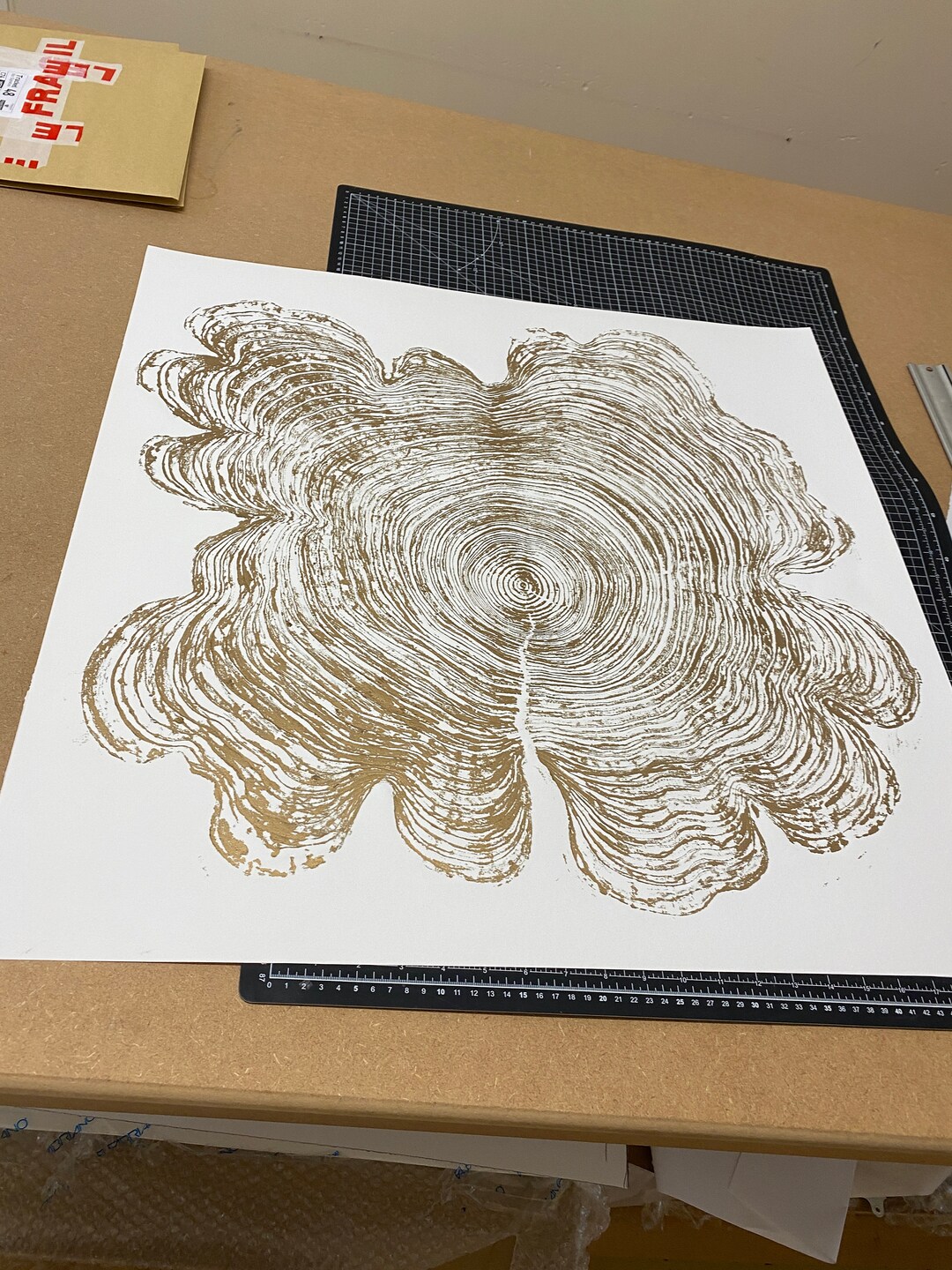 Gold Western Red Cedar, Tree Ring Print, Large Tree Ring Print, Tree ...