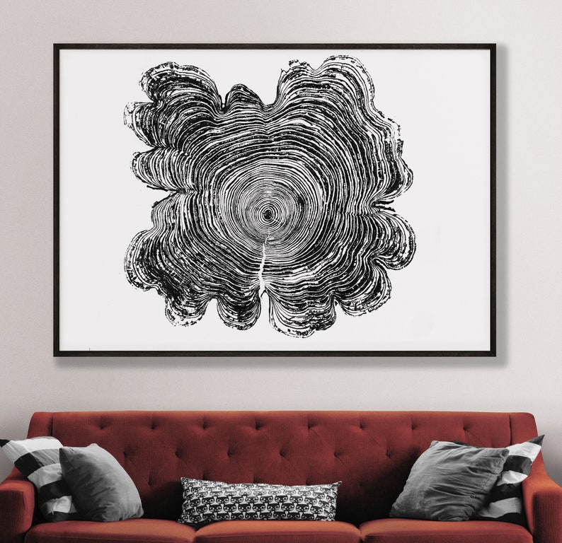 Western Red Cedar Tree Ring Print Black and White Tree Ring - Etsy