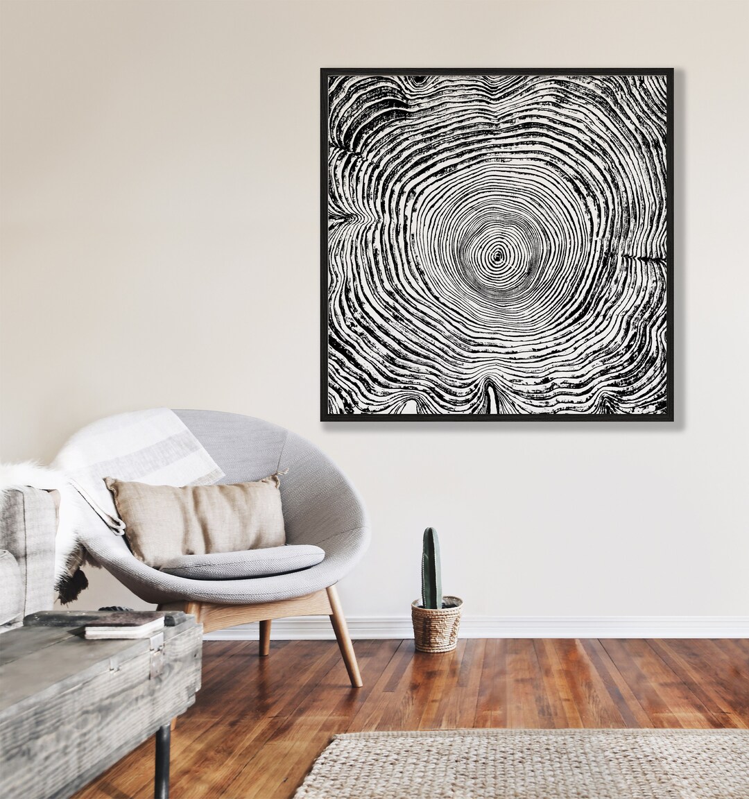 Western Red Cedar, Tree Ring Print, Black and White Tree Ring Print ...