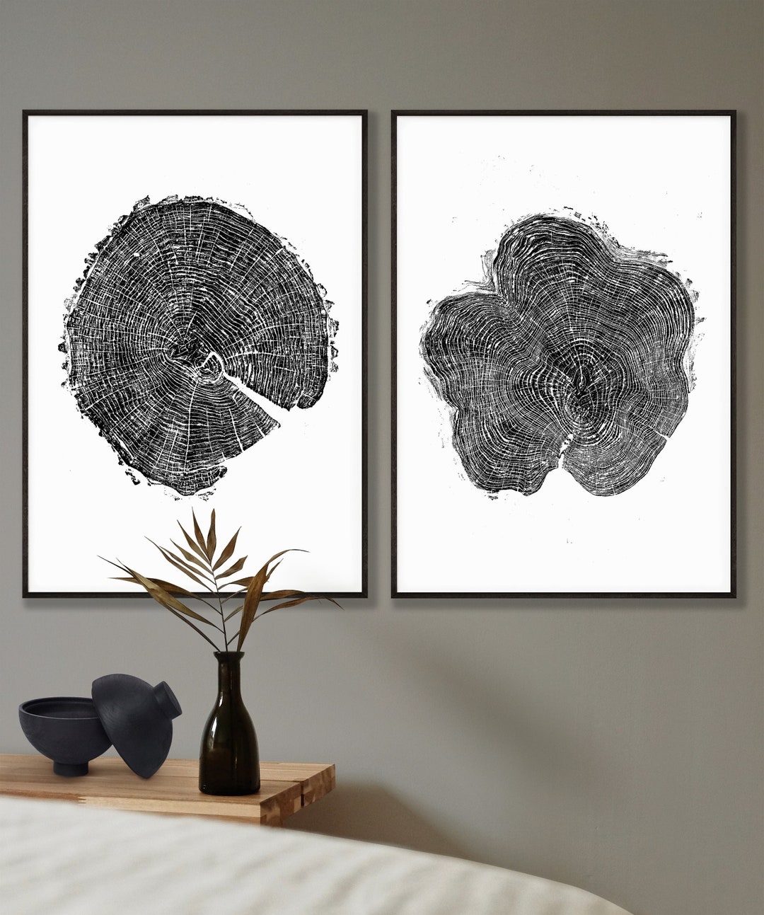 Set of Two Tree Ring Prints, Huge Tree Ring Prints, Large Tree Ring ...