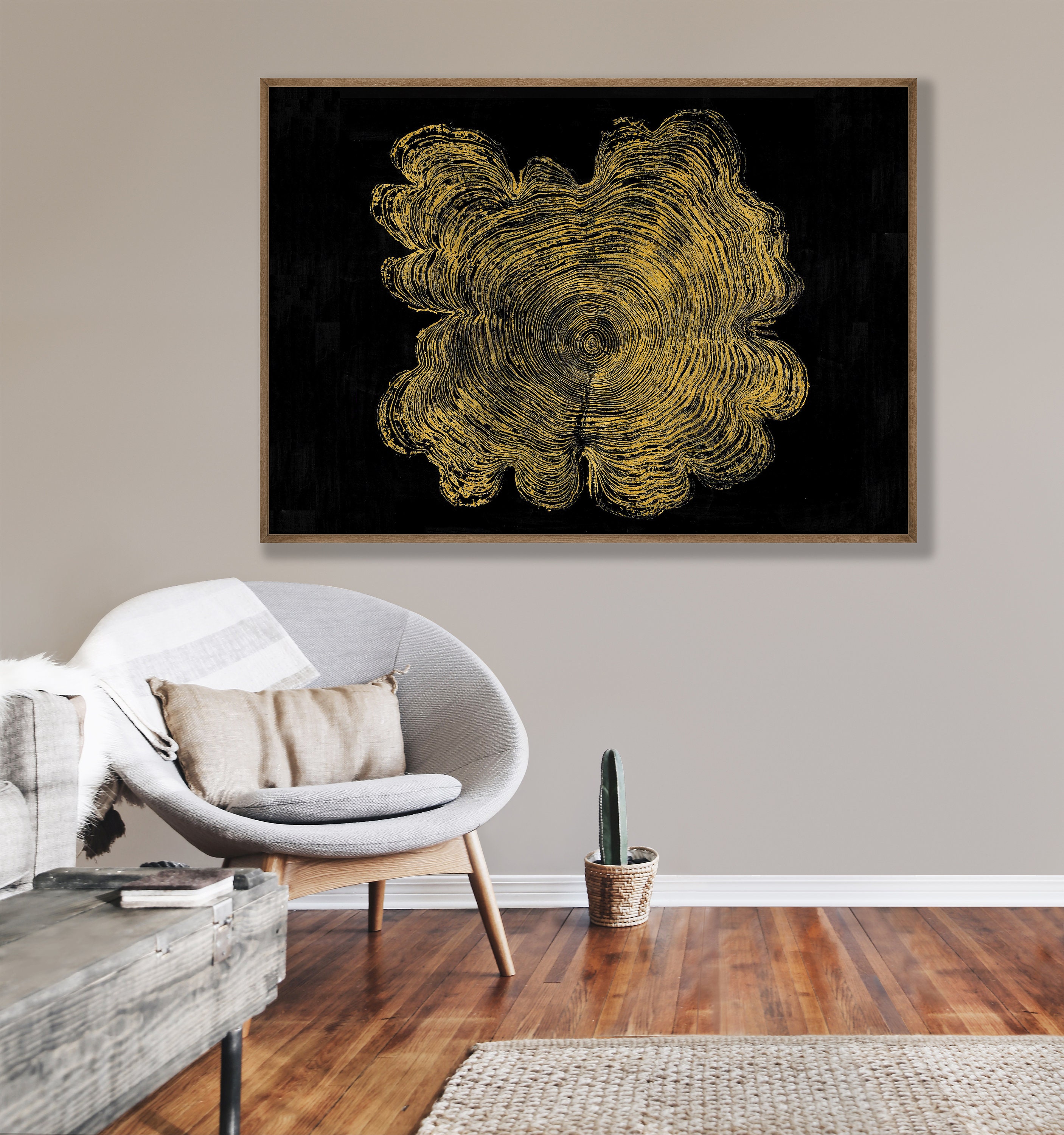 Western Red Cedar, Tree Ring Print, Black and White Tree Ring Print ...