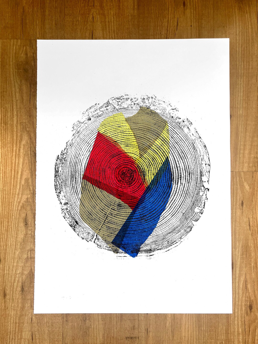 Tree Ring Print, English Larch, Larch Tree Ring Print, Large Woodcut ...
