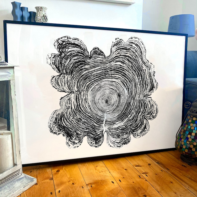 Western Red Cedar Tree Ring Print Black and White Tree Ring - Etsy
