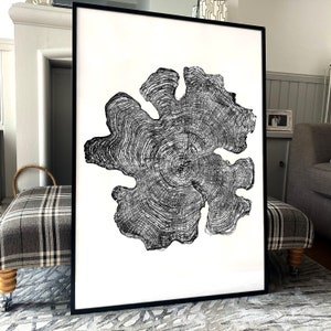 Set of Three Large Tree Ring Prints, Tree Stump Prints, Tree Ring Print ...