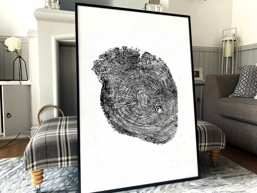 Pine Tree Ring Print, Tree Ring Print, Black and White Tree Ring Print ...