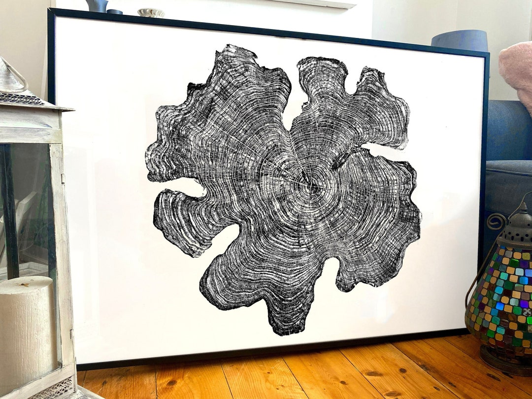Cypress Tree Ring Print, Tree Ring Print, Black and White Tree Ring ...