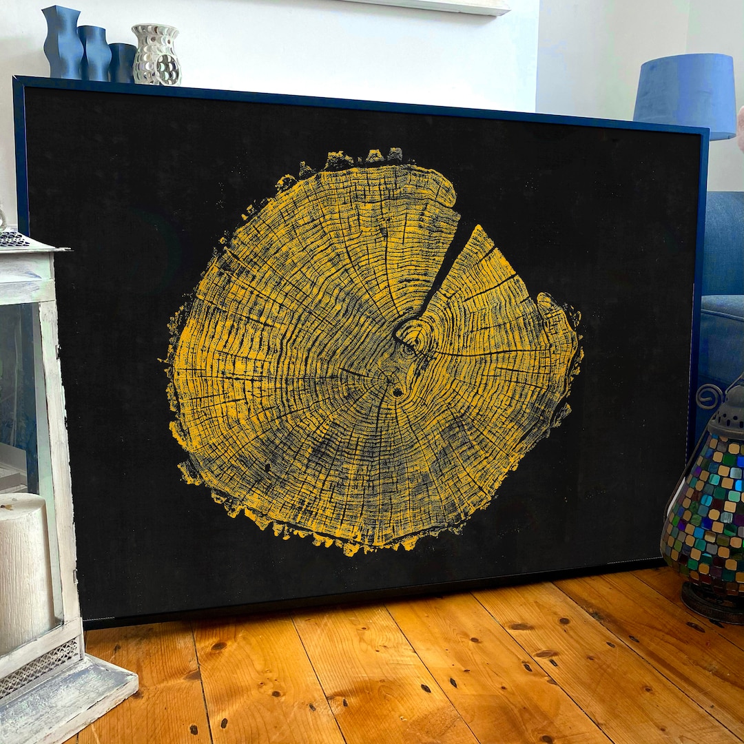Willow Tree, Tree Ring Print, Black and White Tree Ring Print, Large ...