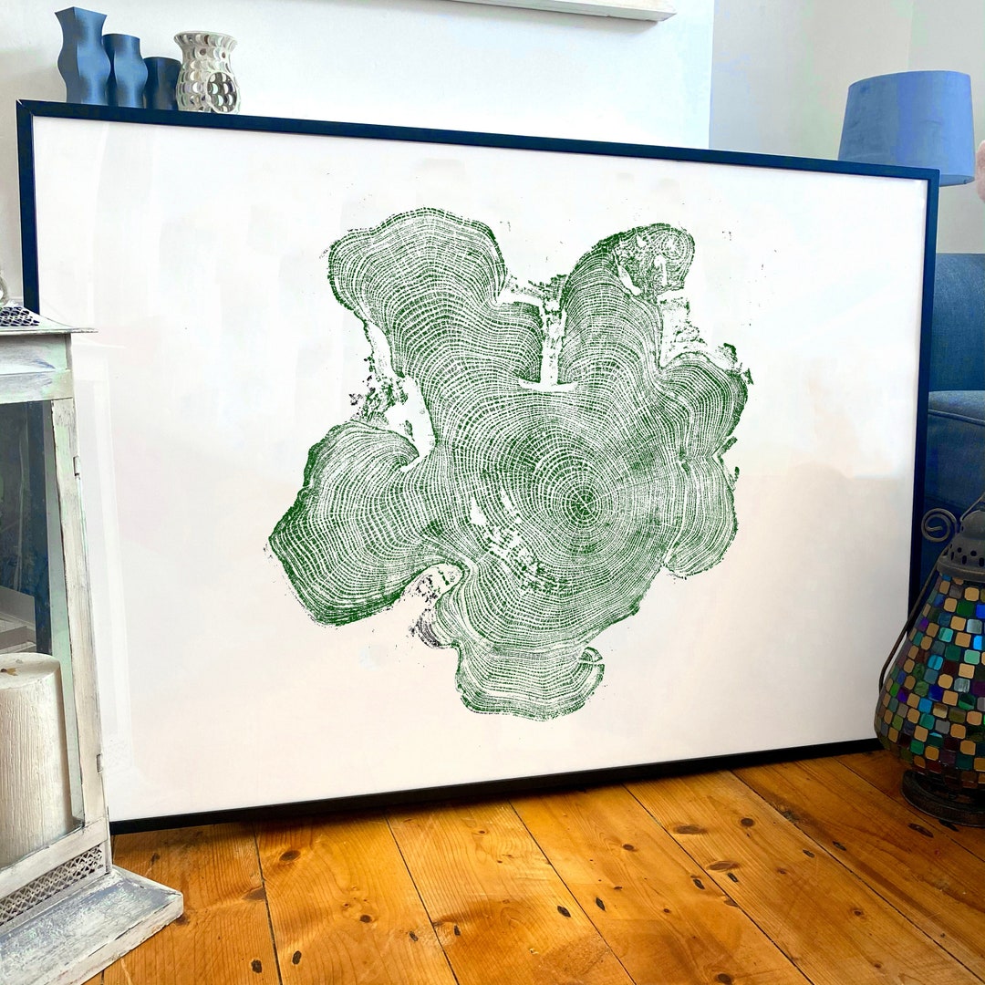 Tree Ring Print, Green Tree Ring Print, Large Tree Ring Print, Tree ...