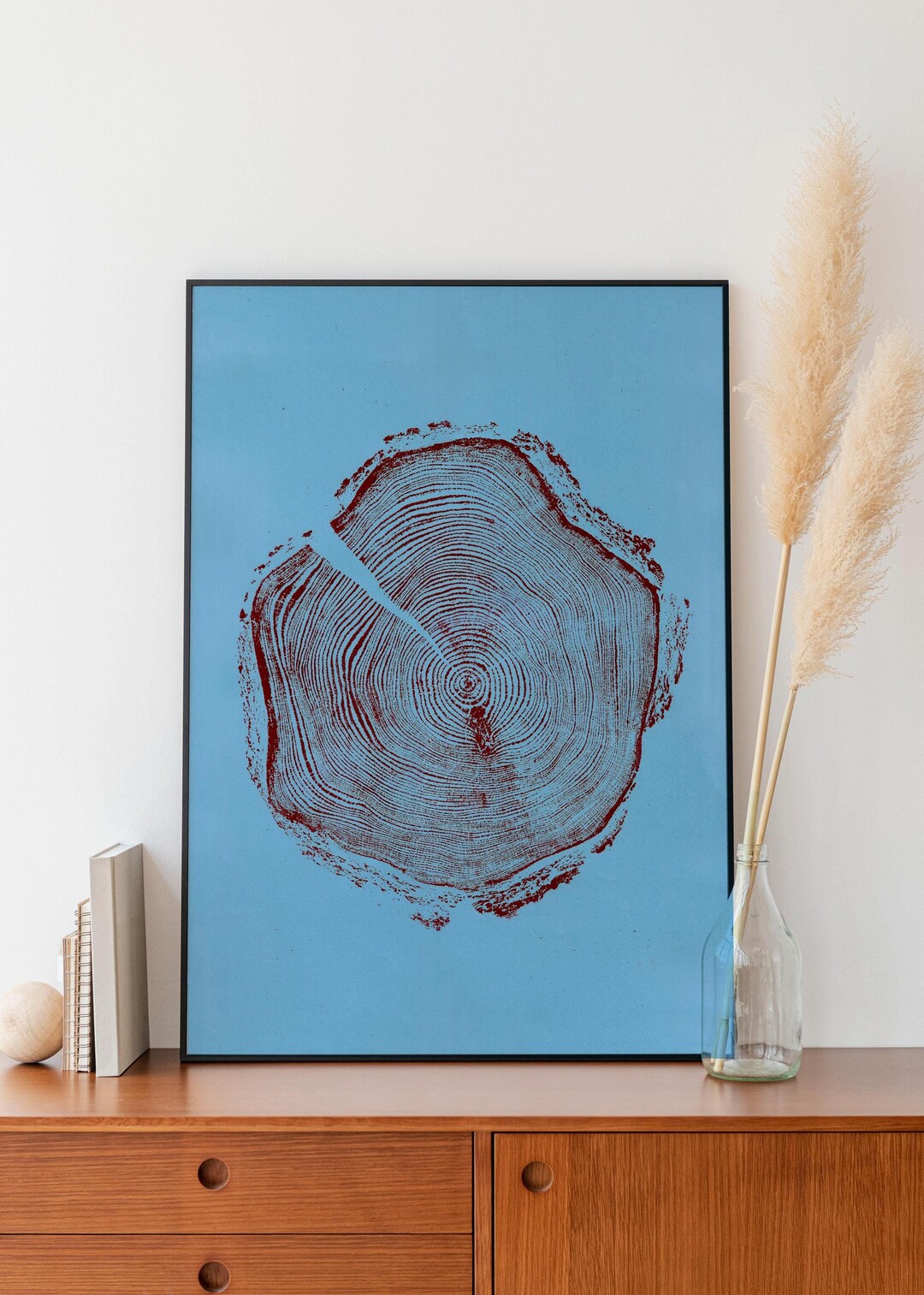 Larch Tree Ring Print: Red Ink, Boho Wabi Sabi Art - Etsy