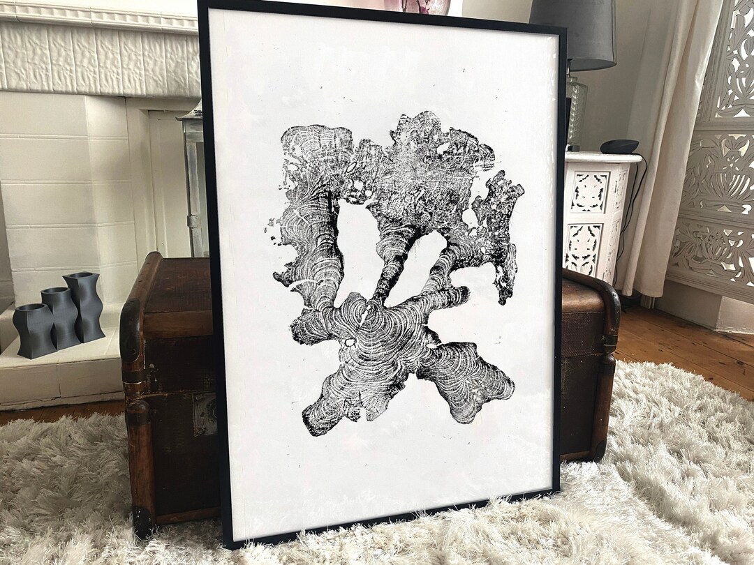 Tree Ring Print, Olive Tree Ring Print Woodcut Tree Slice Art Stump ...