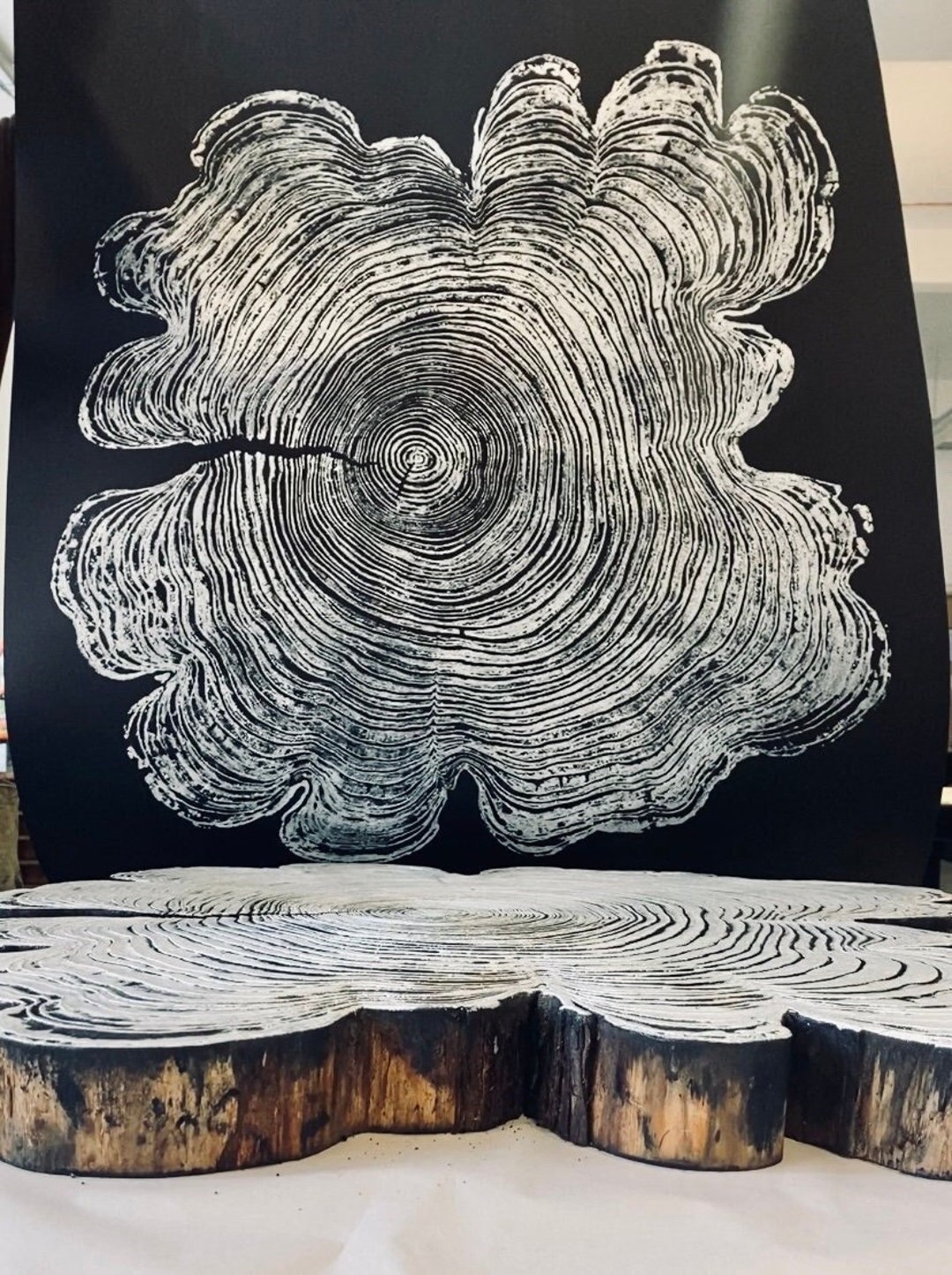 Western Red Cedar, Tree Ring Print, Black and White Tree Ring Print ...
