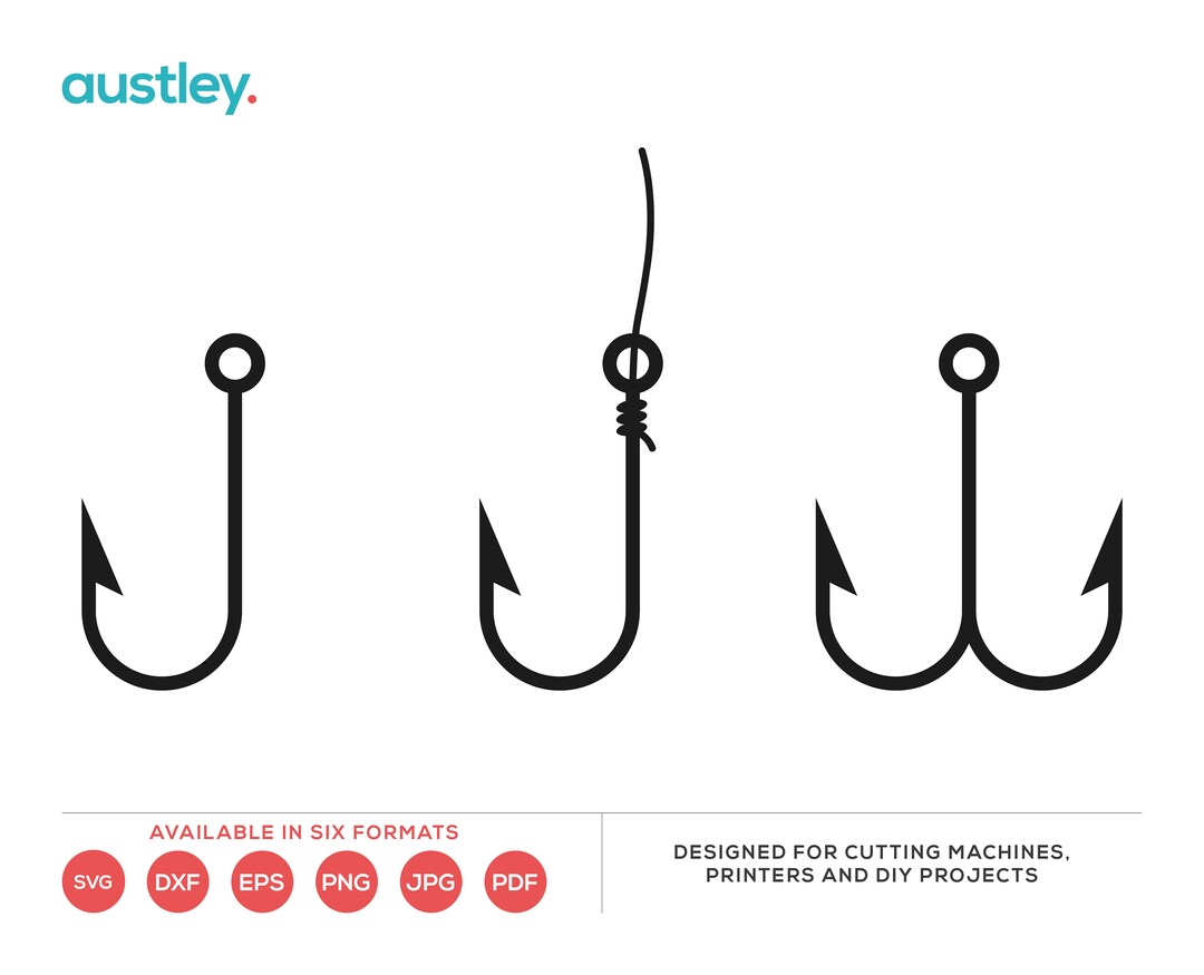 Fishing Hooks, 3 Different Hooks, Svg, Dxf, Eps, Png, Jpg, Pdf, Cut ...
