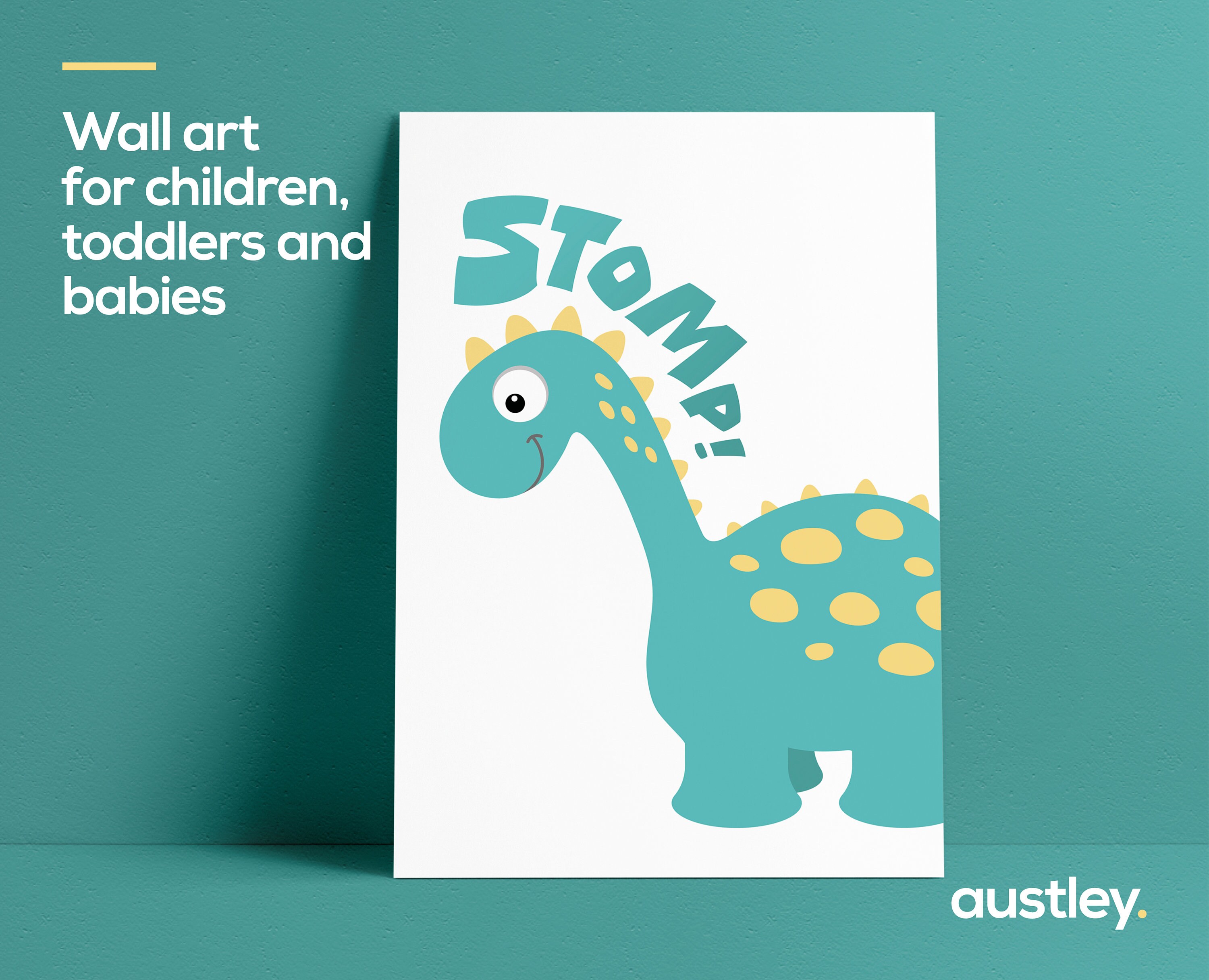 Dinosaur Stomp Wall Art Printable Art Kids Room Decor | Etsy