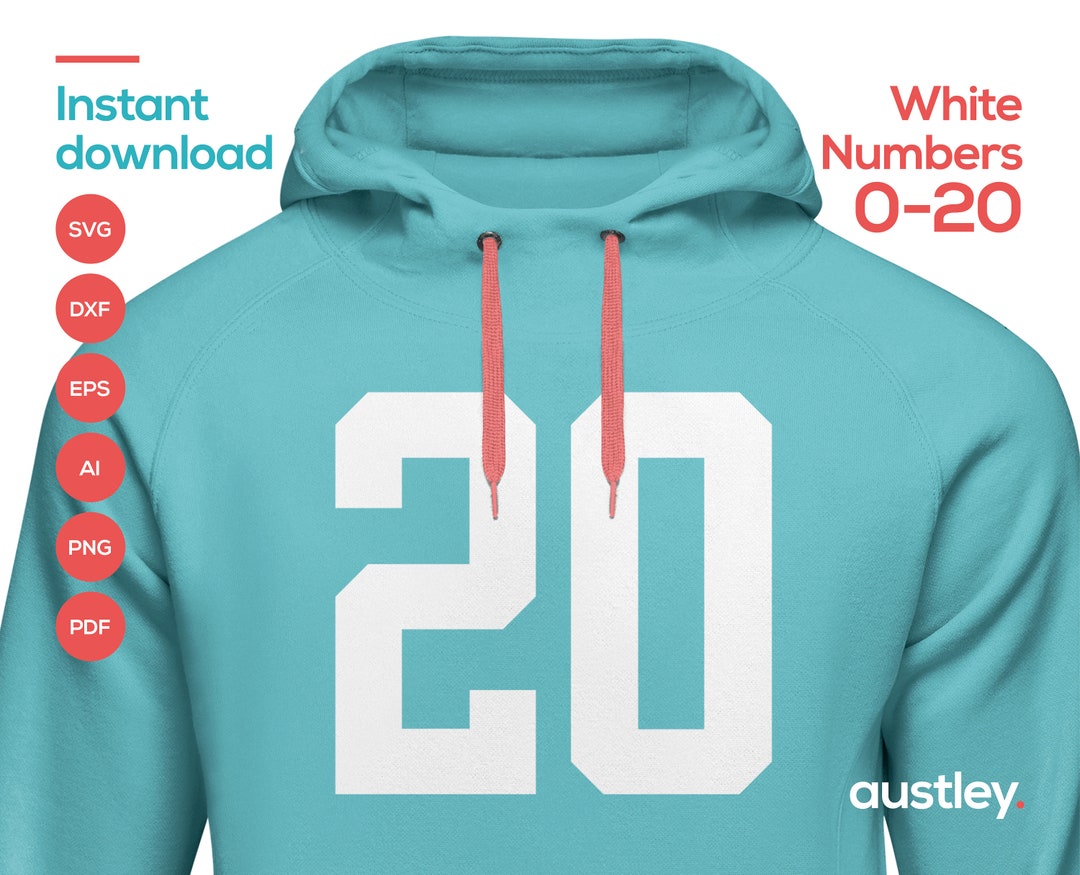 Sporting Numbers Bundle, Jersey Numbers SVG, University, Numbers 0-20 ...