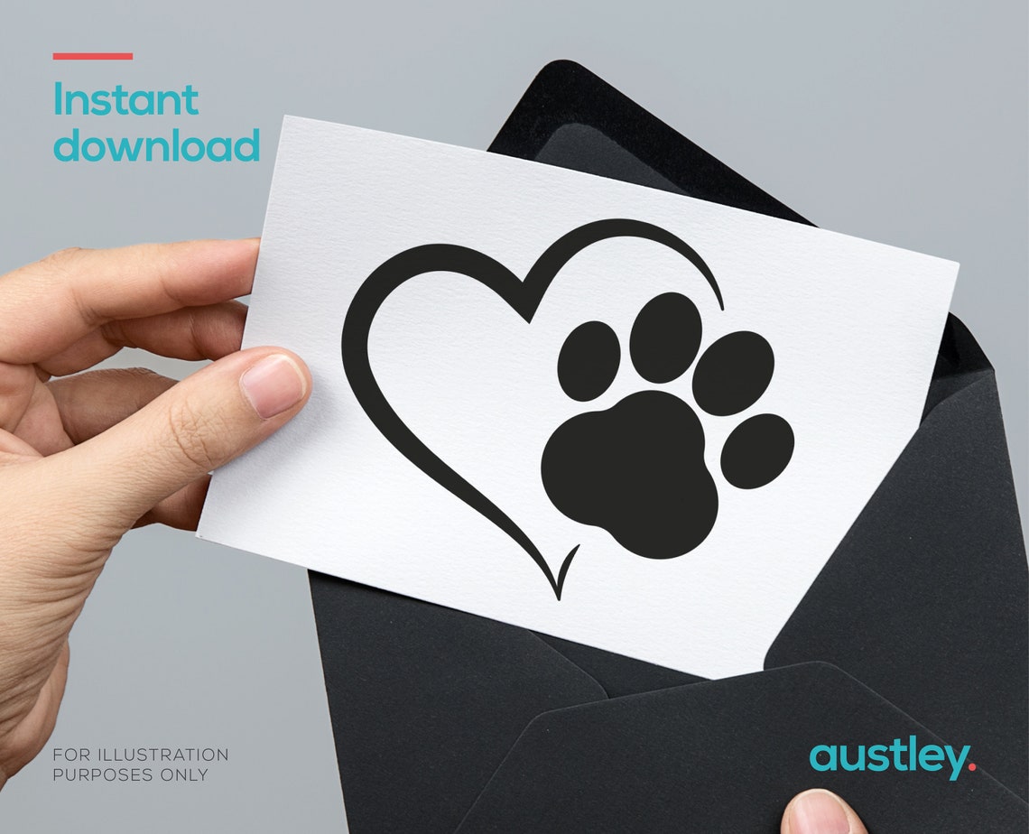 Pet Love Paw Print Heart Svg Dxf Eps Png Jpg Pdf Cut - Etsy