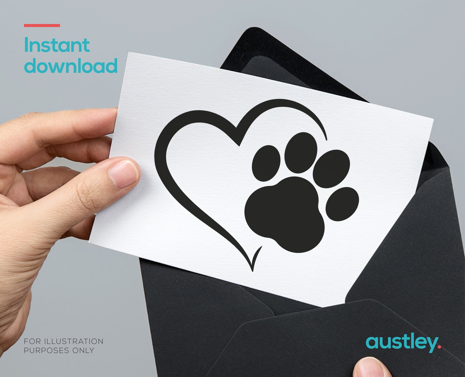 Pet Love, Paw Print Heart, Svg, Dxf, Eps, Png, Jpg, Pdf, Cut File ...