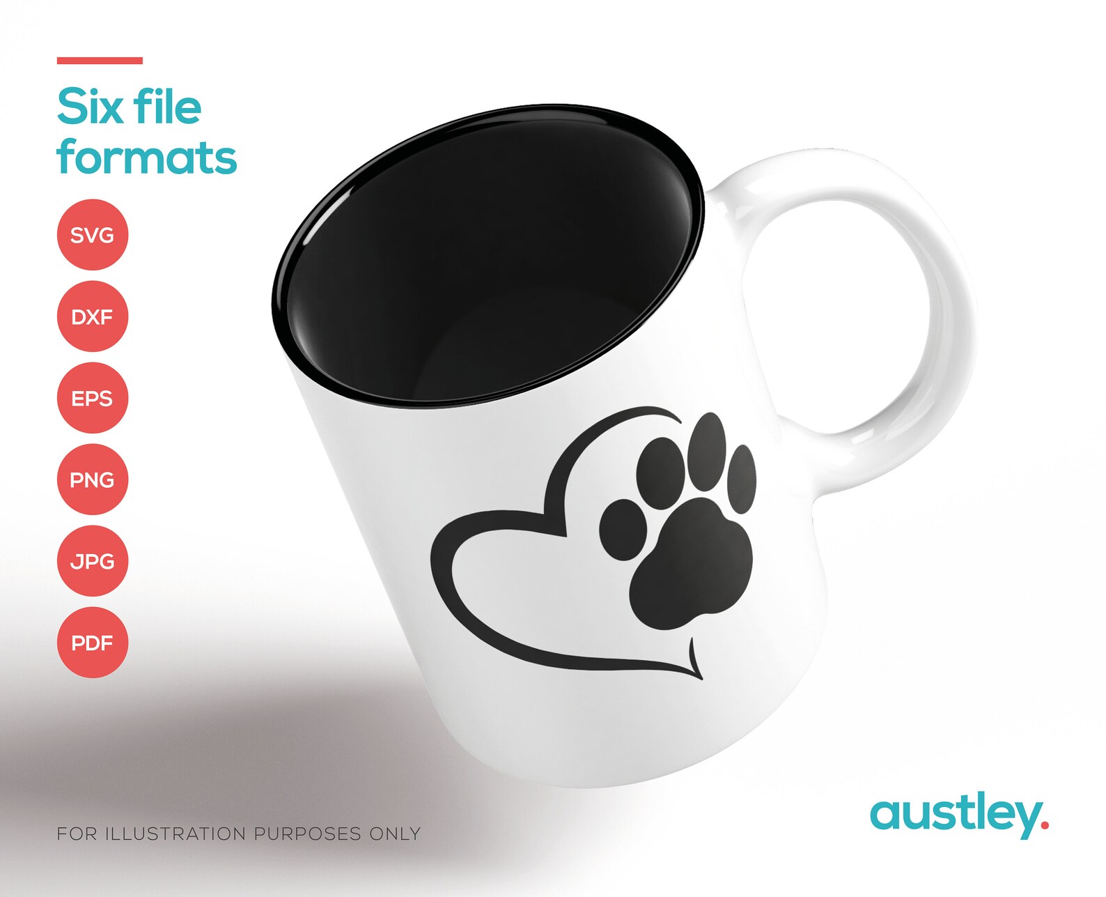 Pet Love Paw Print Heart Svg Dxf Eps Png Jpg Pdf Cut - Etsy