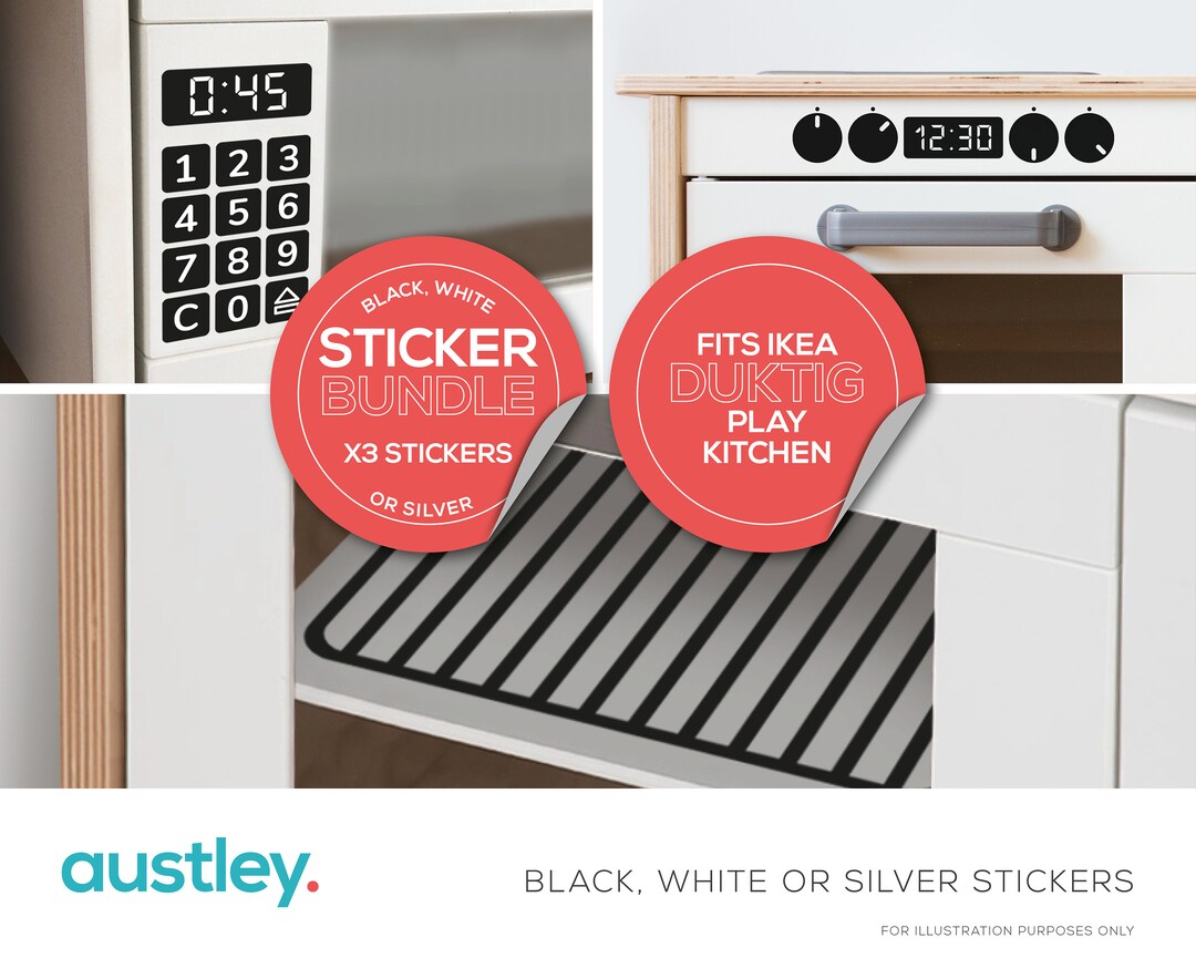 Play Kitchen Sticker Bundle, Cooker Oven Dials and Clock, Microwave ...