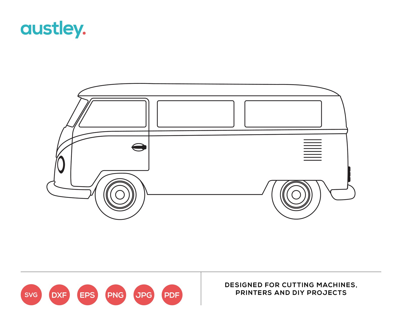 VW Camper Retro Camper Bus Outline svg dxf eps png | Etsy