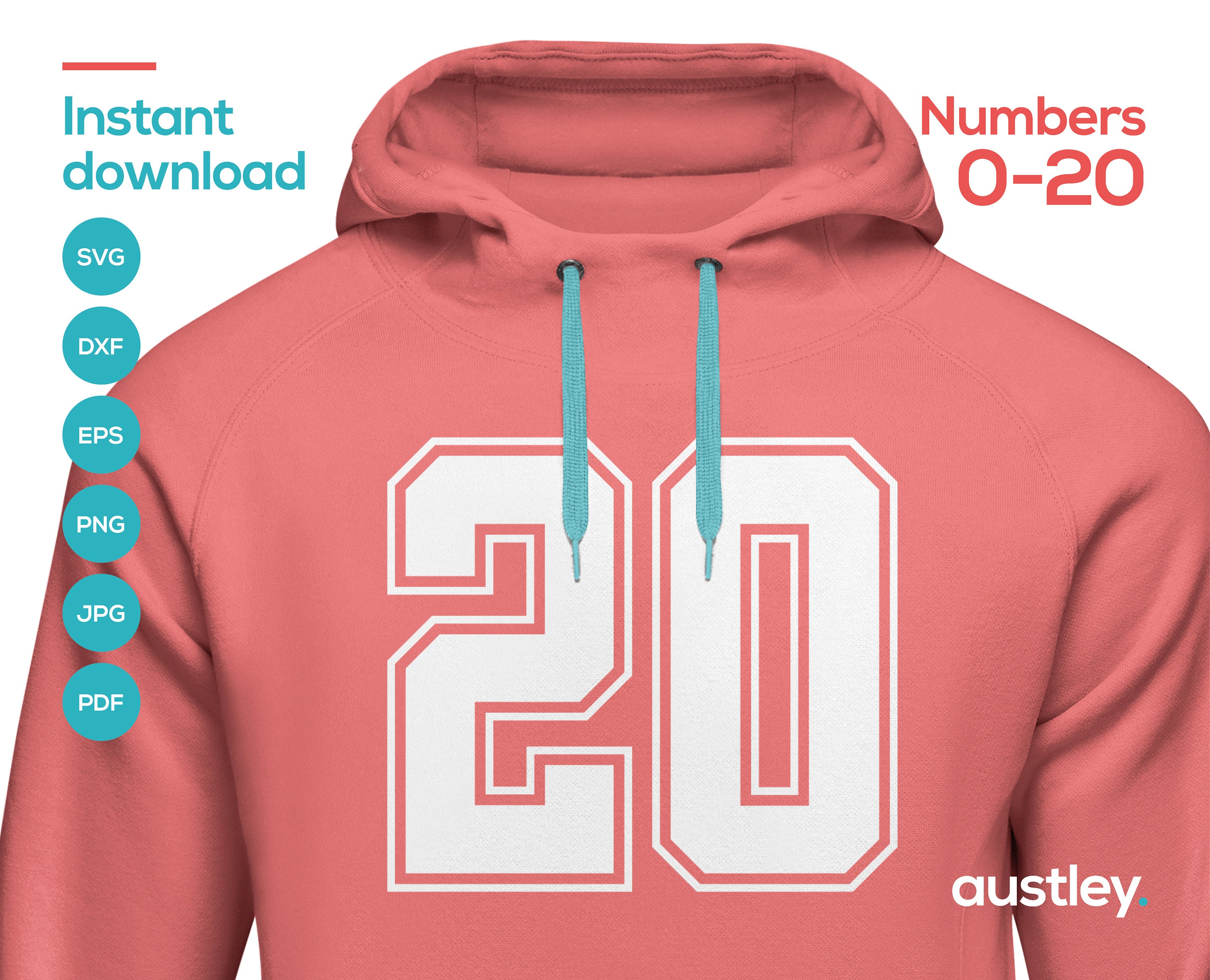 Sporting Numbers Bundle, Jersey Numbers SVG, University, Numbers 0-20 ...