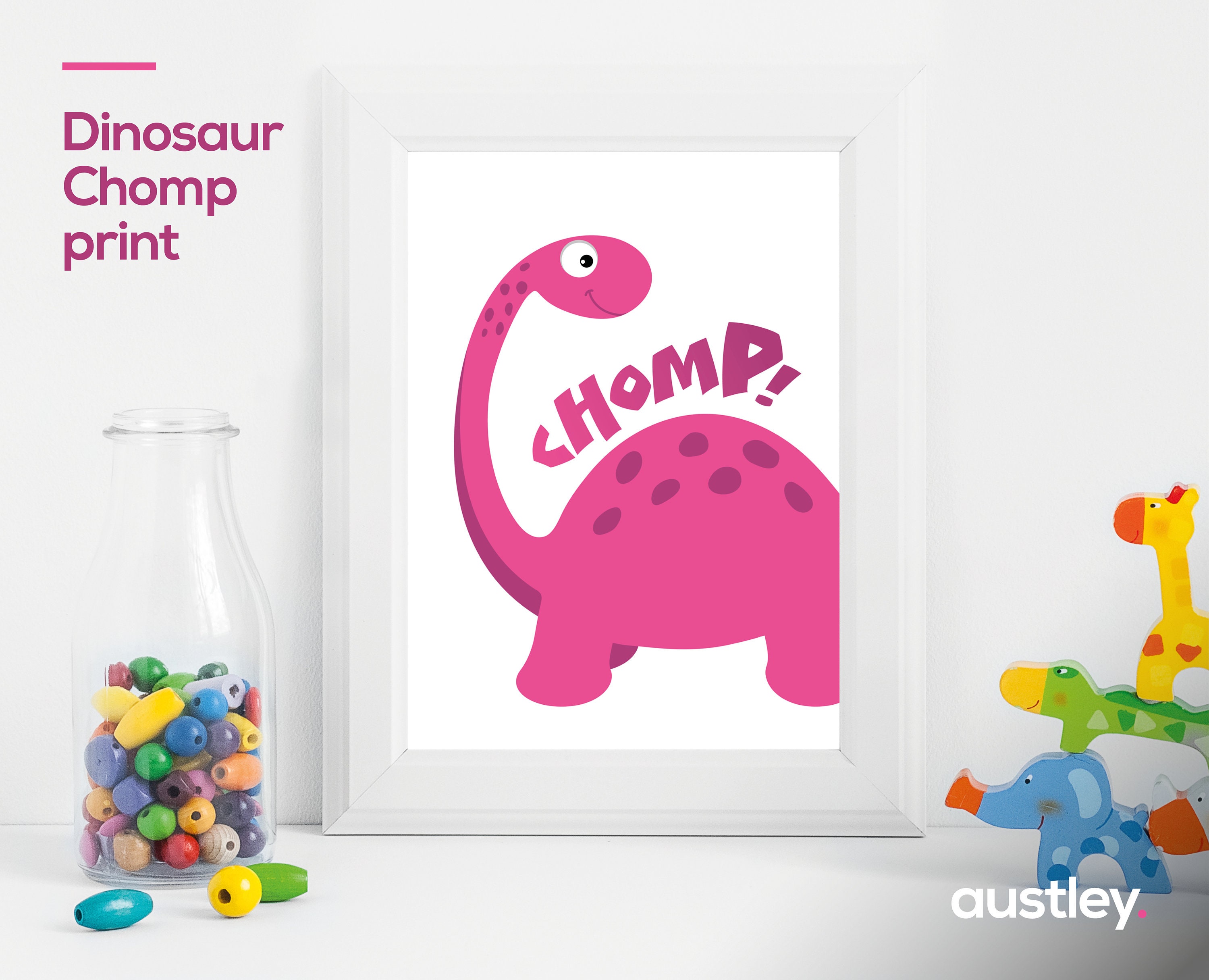 Dinosaur Chomp Wall Art, Printable Art, Kids Room Decor, Nursery Decor ...