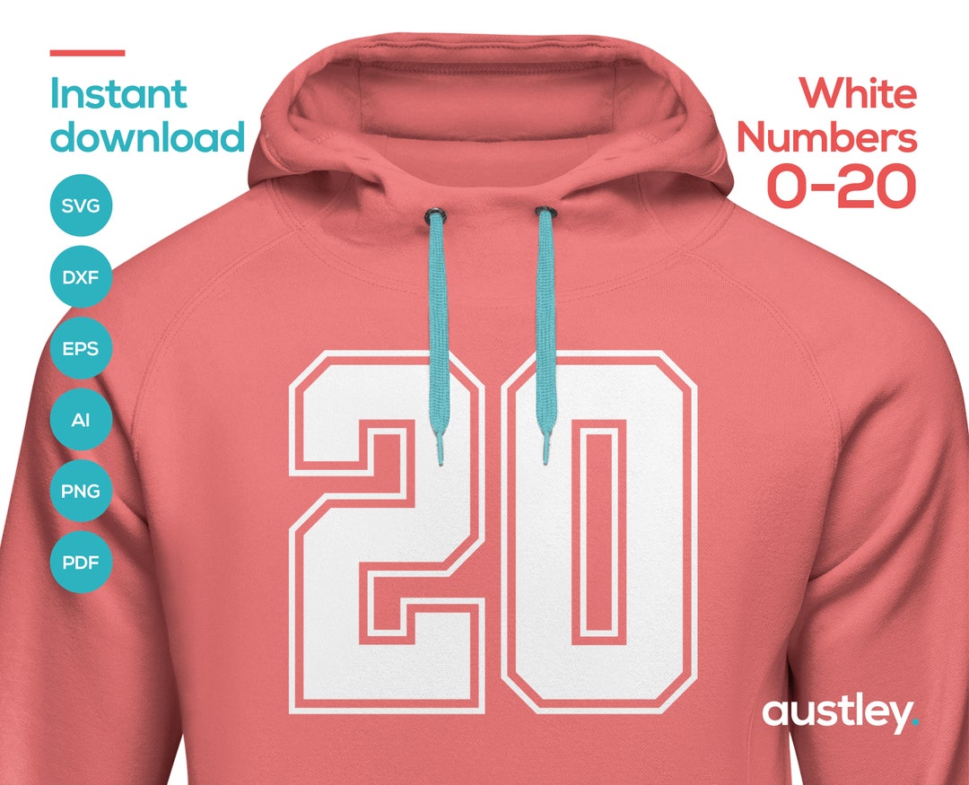 Sporting Numbers Bundle, Jersey Numbers SVG, University, Numbers 0-20 ...