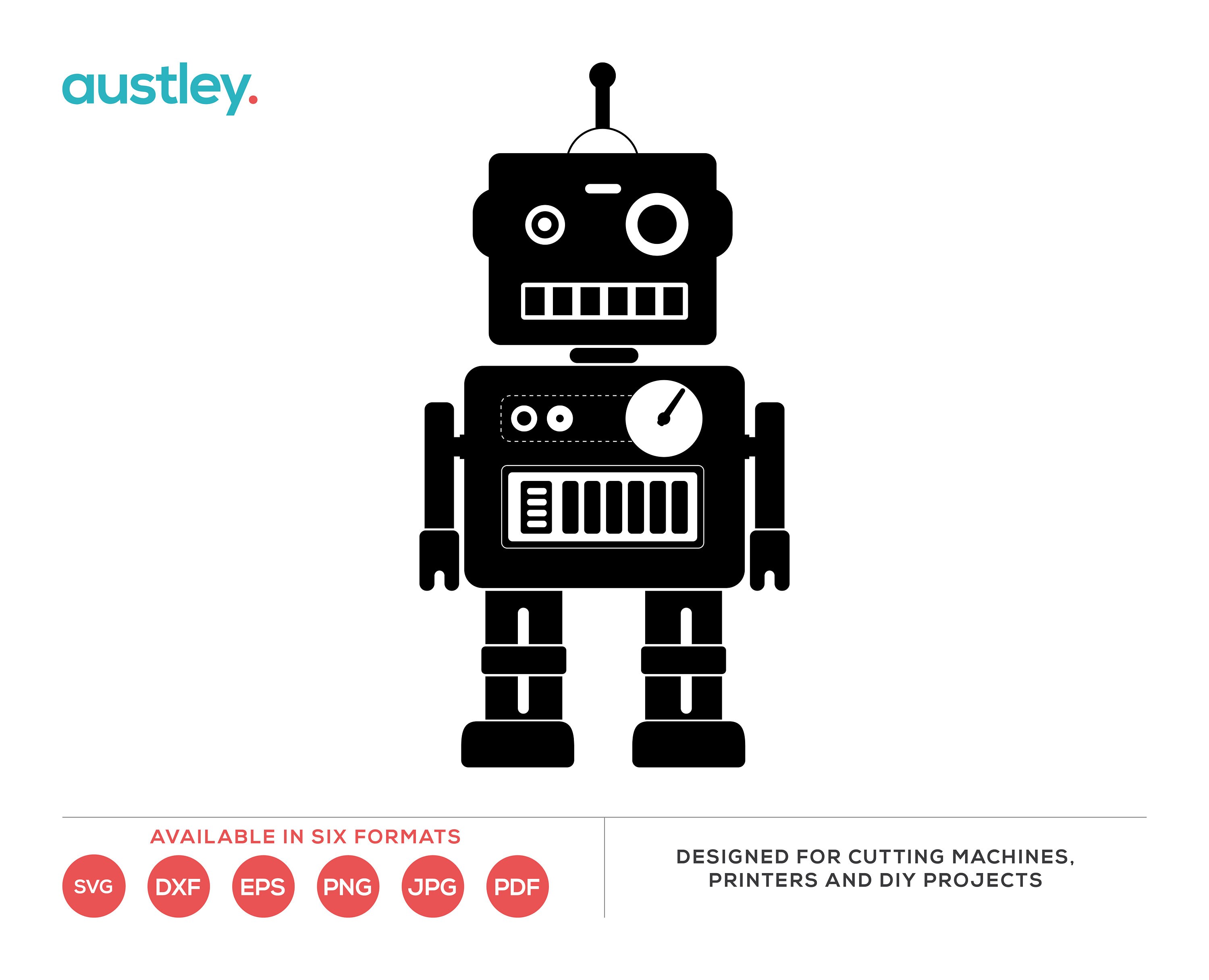 Robot svg dxf eps png jpg pdf Cut File Print File | Etsy