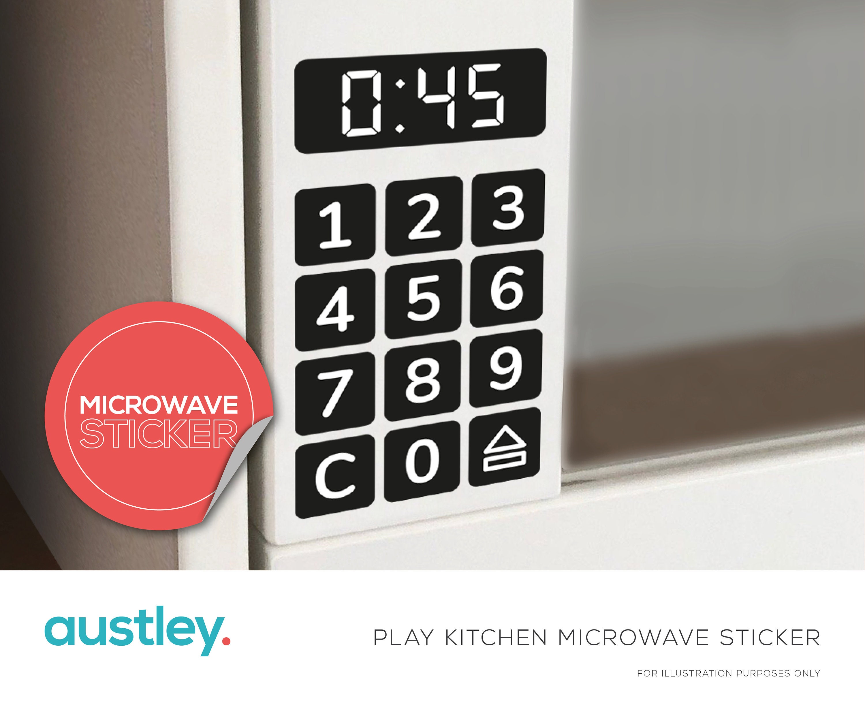 Play Kitchen Microwave Sticker Digital Display and Buttons - Etsy