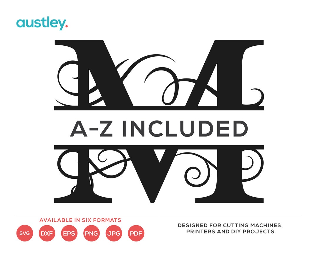 Split Monogram Letters SVG, A-Z Alphabet (digital Download) - Etsy