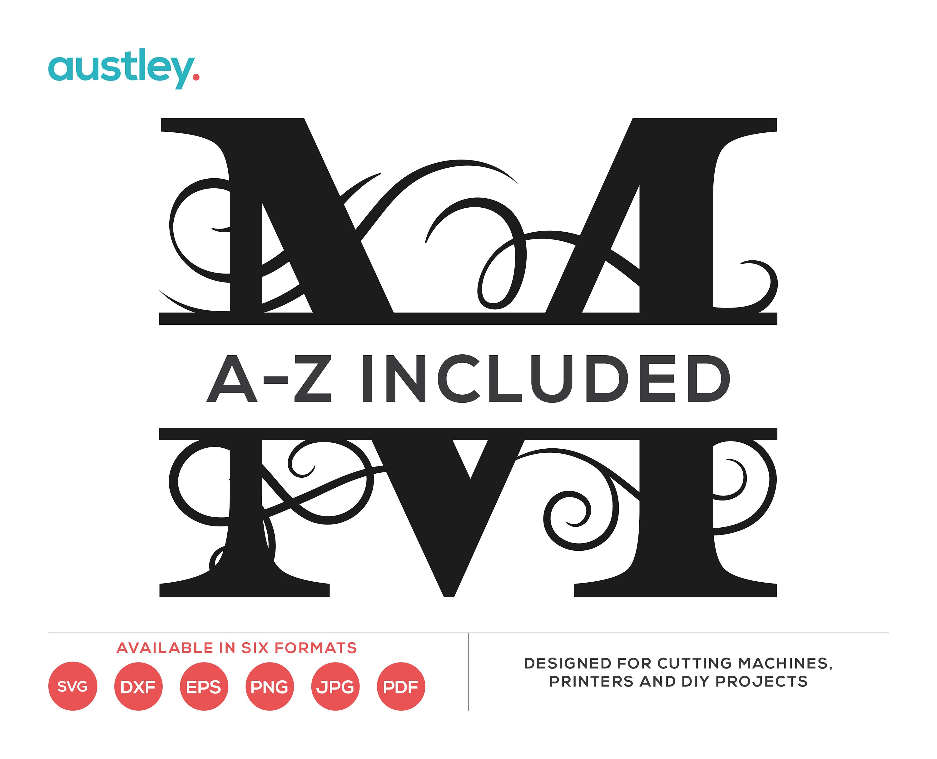 Split Monogram Letters Split Letter SVG Alphabet SVG A-Z - Etsy