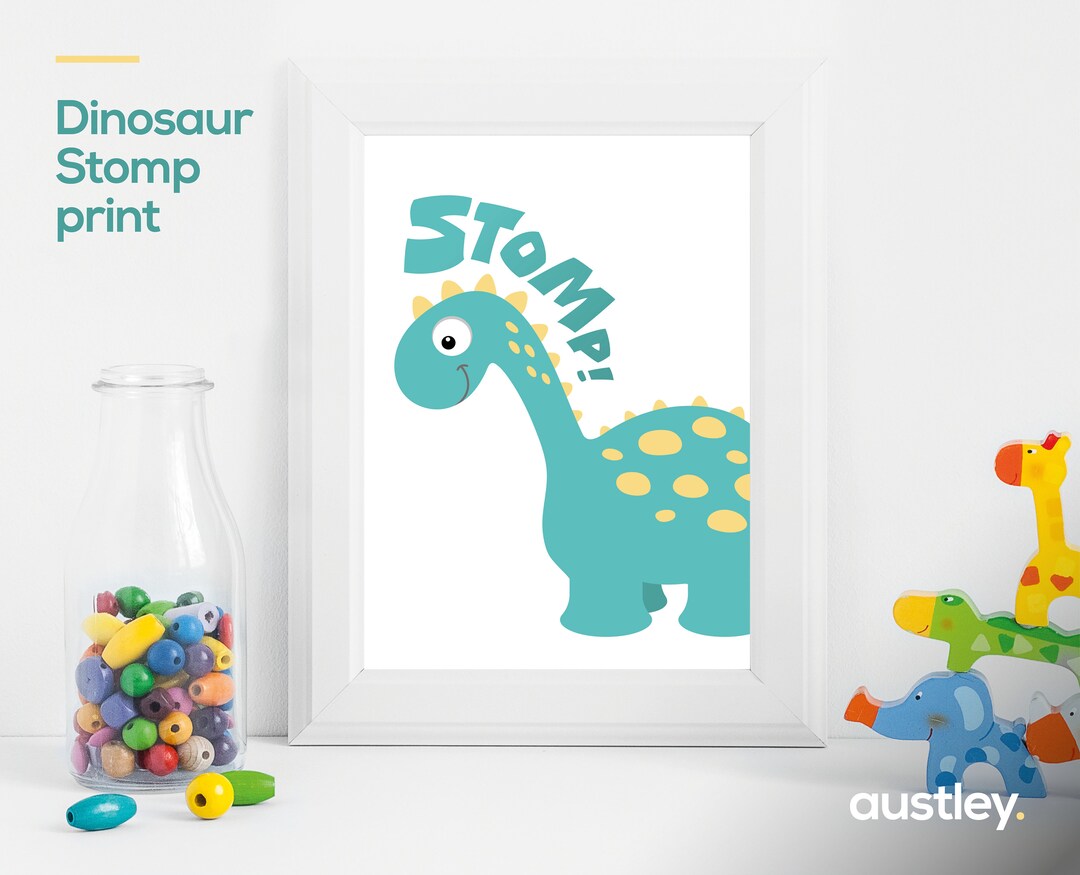 Dinosaur Stomp Wall Art, Printable Art, Kids Room Decor, Nursery Decor ...