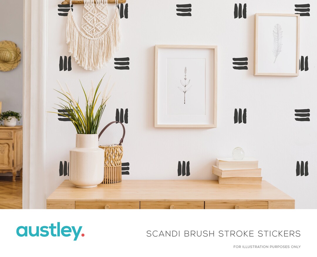 Brush Stroke Stickers, Hand Drawn Brush Stroke Wall Art, Wall Decals ...