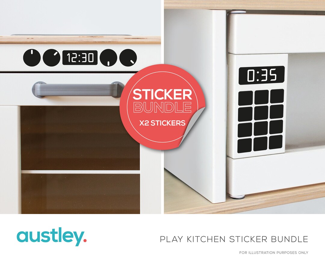 Play Kitchen Sticker Bundle, Simple Cooker Oven Dials and Clock ...