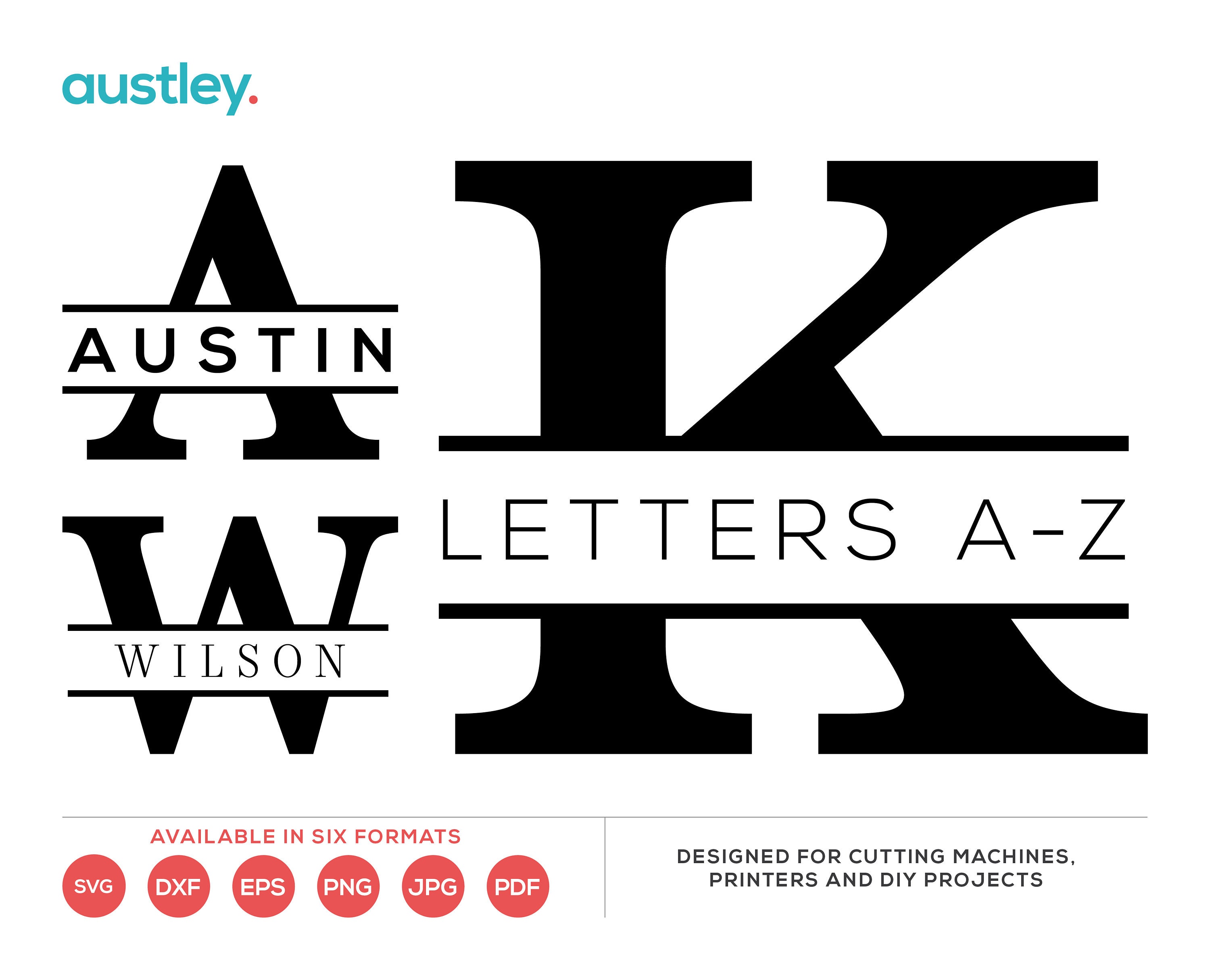 Split Monogram Letters Split Letter SVG Alphabet SVG A-Z - Etsy